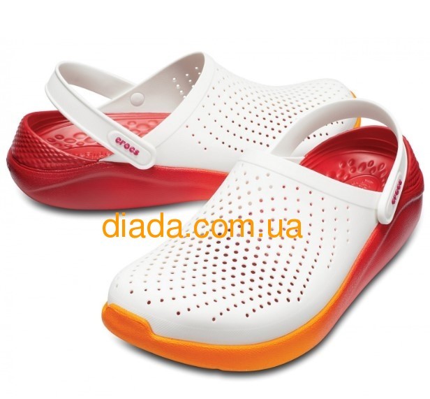 ᐈ Кроксы мужские белые с красно-оранжевым Crocs LiteRide Graphic Clog ...