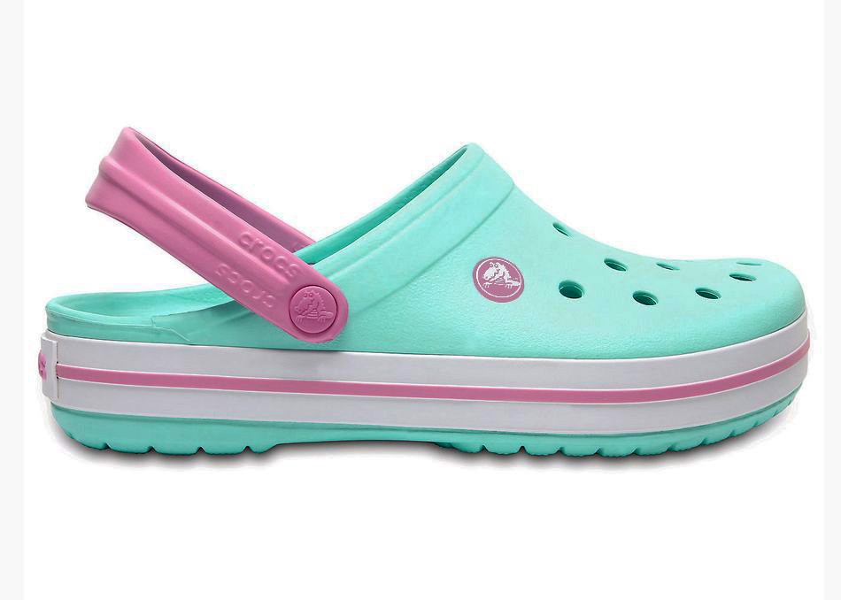 ᐈ Кроксы женские мята с бледно малиновой розовой шлейкой сабо Crocs ...