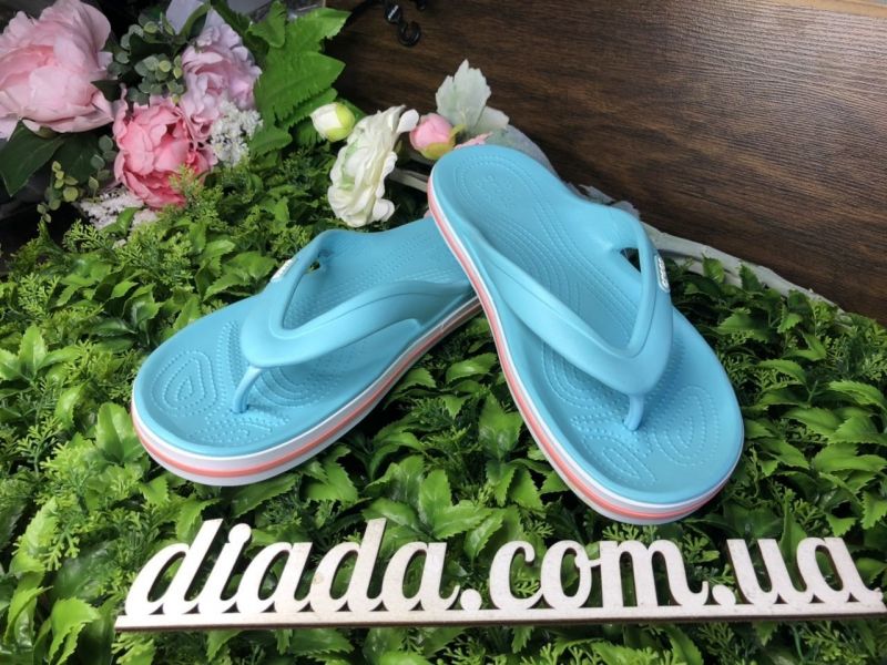 ᐈ Кроксы Crocs Bayaband Flip вьетнамки мятно голубые, женские крокс ...